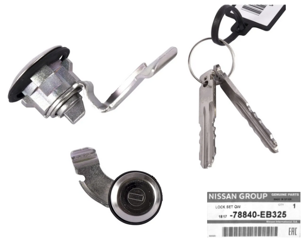 NISSAN NAVARA D40 04- ZAMEK WKŁADKA KLAPKI WLEWU PALIWA + KLUCZYKI OE ...